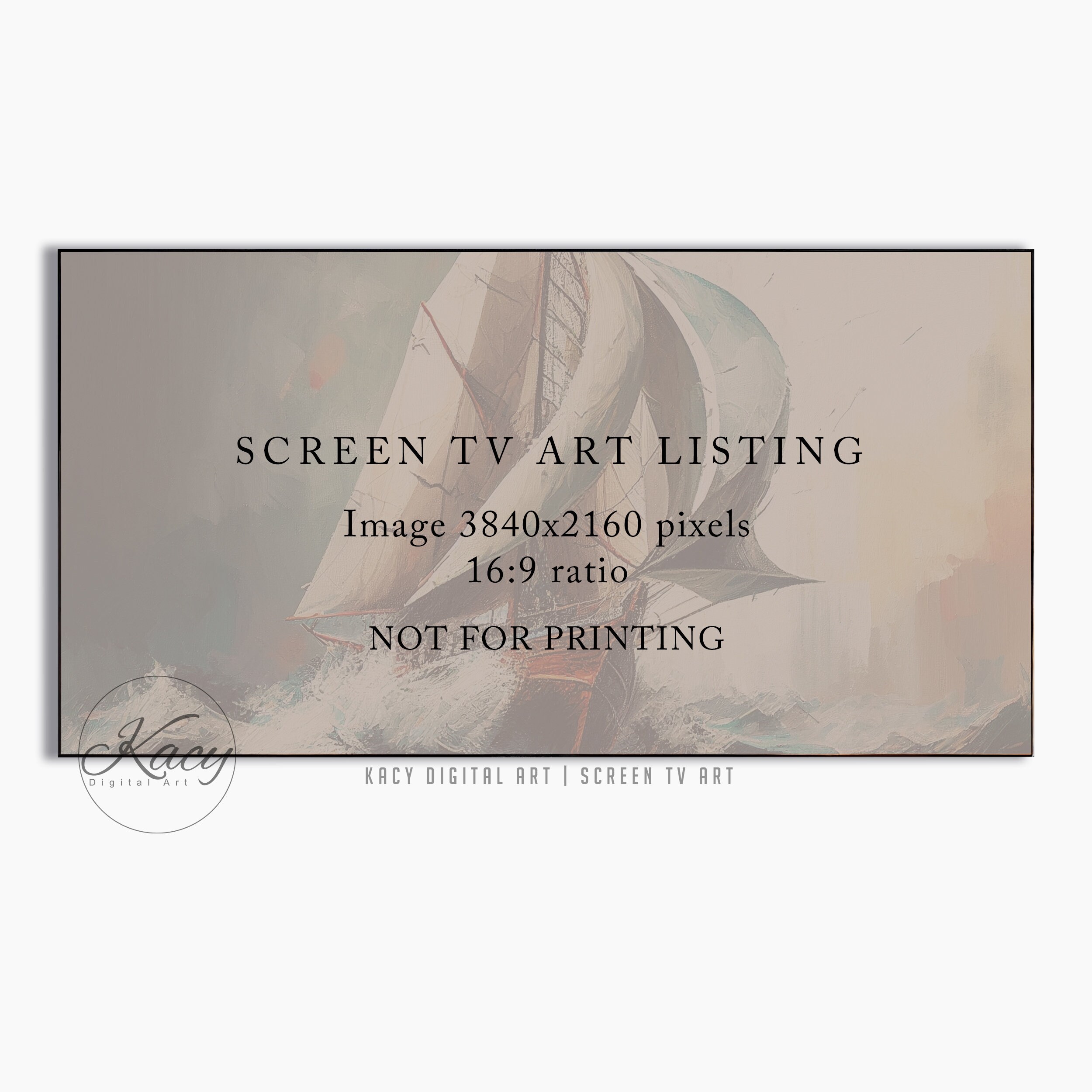 TV Screen Art Sailboat Rough Waters Art Wall Art Old Farmhouse Tv Art ...