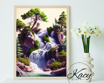 Waterfall Digital Download Photo Printable Wall Art - Etsy