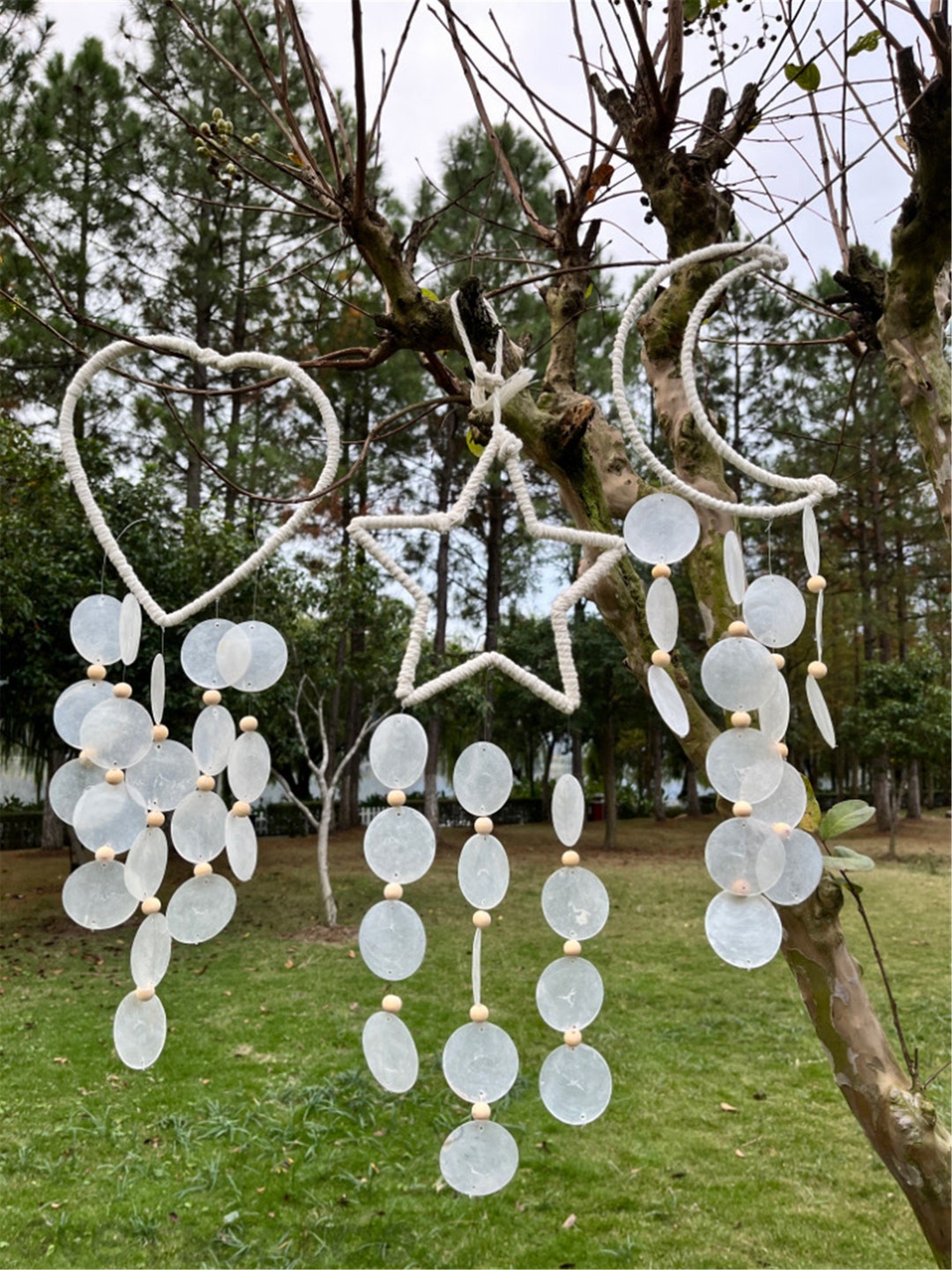 Star Moon Capiz Shell Wind Chime /patio Decoration /bathroom Decoration ...