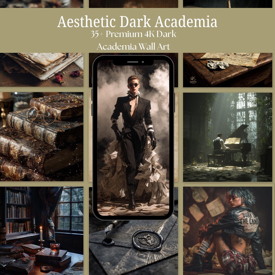 Dark Academia Aesthetic Prints – Vintage Library Wall Art (4K Digital ...