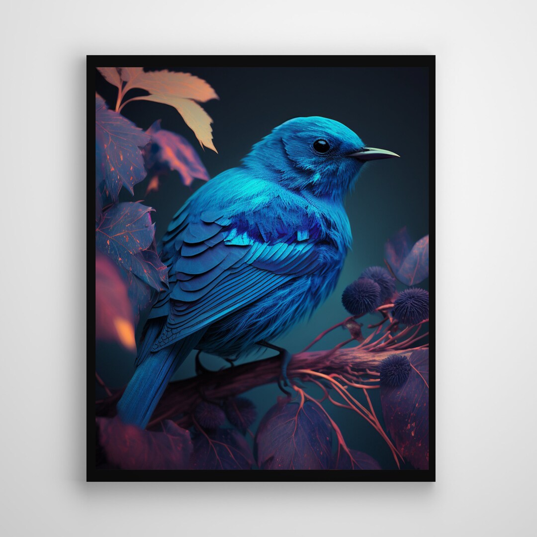 Blue Bird Art Print | Majestic Bird Illustration (digital Download) - Etsy