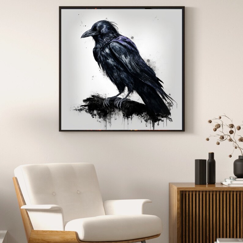 Printable Gothic Raven | Gothic Raven Art |sketched Raven Wall Art - Etsy