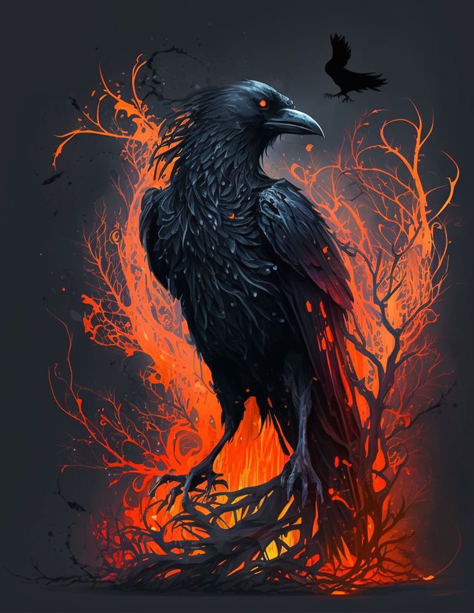 Printable Gothic Raven Gothic Raven Art Raven Wall Art Etsy