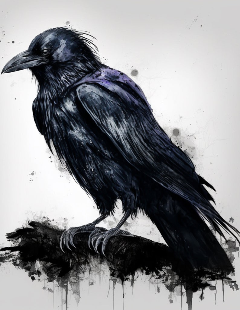 Printable Gothic Raven | Gothic Raven Art |sketched Raven Wall Art - Etsy