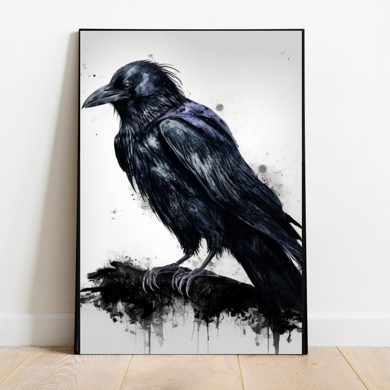Printable Gothic Raven | Gothic Raven Art |sketched Raven Wall Art - Etsy