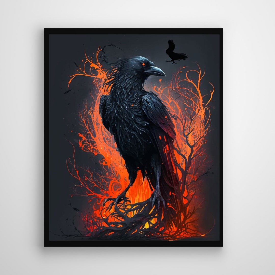 Printable Gothic Raven Gothic Raven Art Raven Wall Art Etsy
