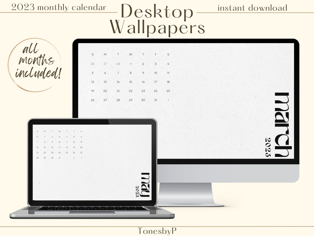 2023 Monthly Desktop Calendar Wallpaper, Minimalist Desktop Calendar ...