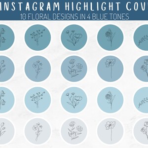 40 Floral Instagram Highlight Covers Blue Flower Insta Story Cover ...