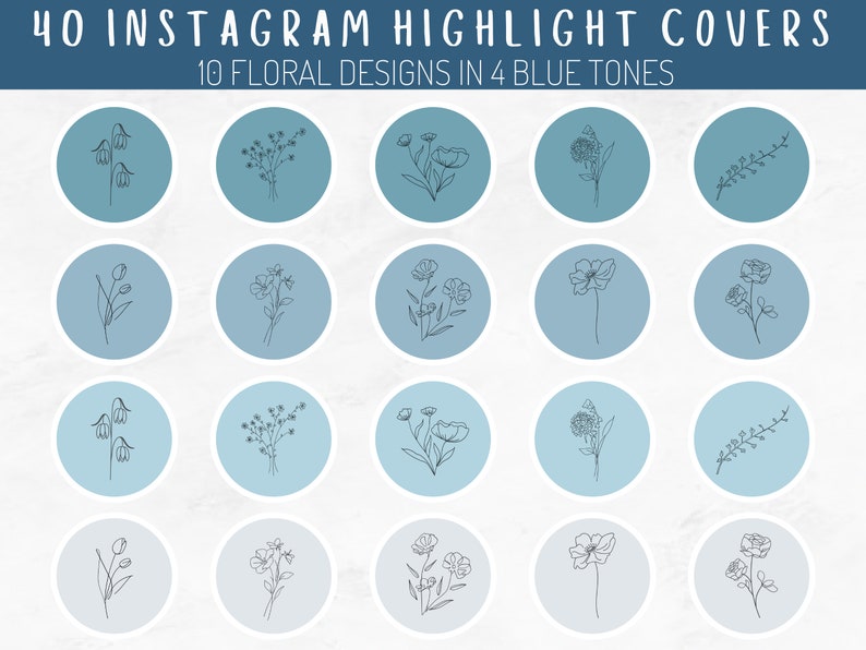 40 Floral Instagram Highlight Covers Blue Flower Insta Story Cover ...