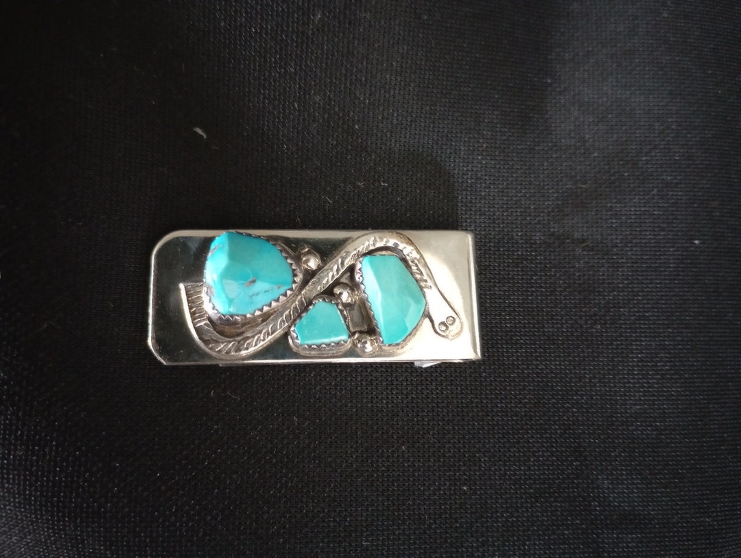 Vintage Native American Navajo Snake Money Clip - Sterling Silver With ...
