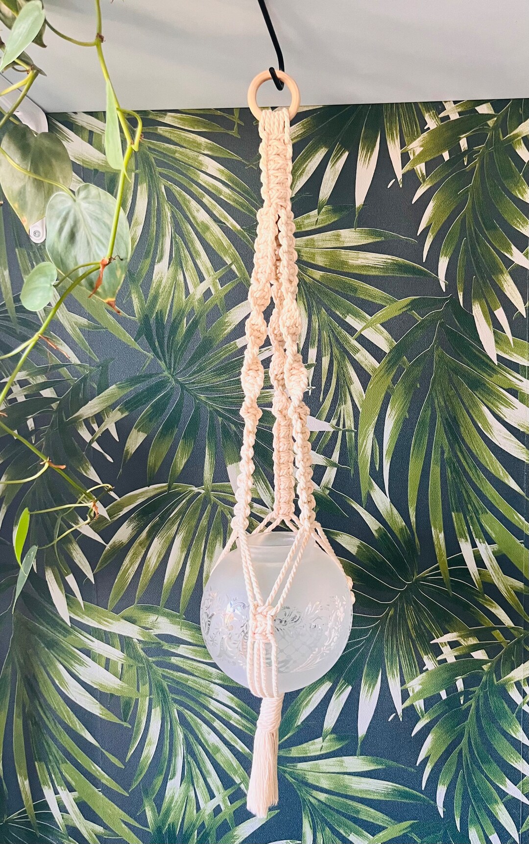 Vintage Globe Hanging Planter/macrame - Etsy