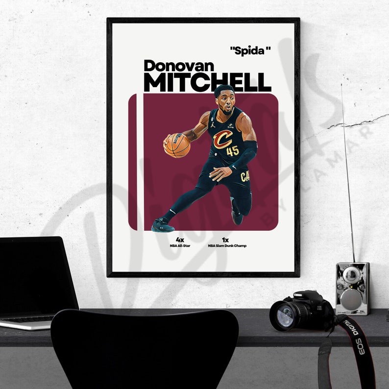 Donovan Mitchell Poster, Cleveland Cavaliers, Printable Wall Art ...