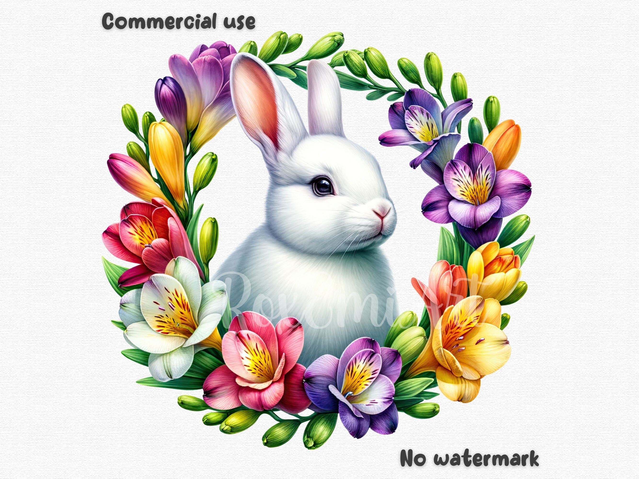Easter Bunny Bliss Clipart Bundle | Floral Rabbit Illustrations ...