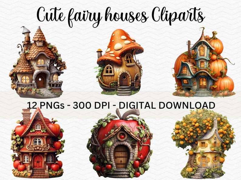 Fairy Garden House Clipart 12 PNG Clipart Cute Fairy Tale - Etsy
