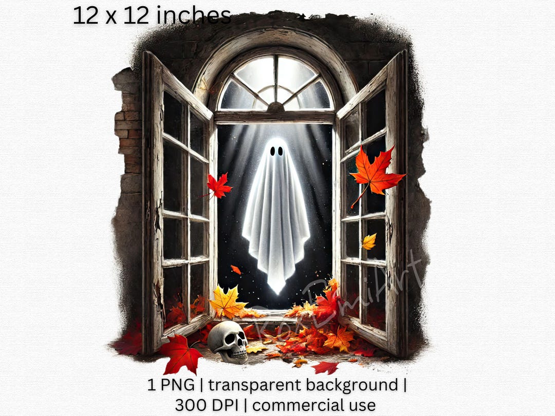 Haunted Window Ghost Clipart, Halloween Clipart, Spooky Autumn PNG ...