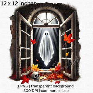 Haunted Window Ghost Clipart, Halloween Clipart, Spooky Autumn PNG ...