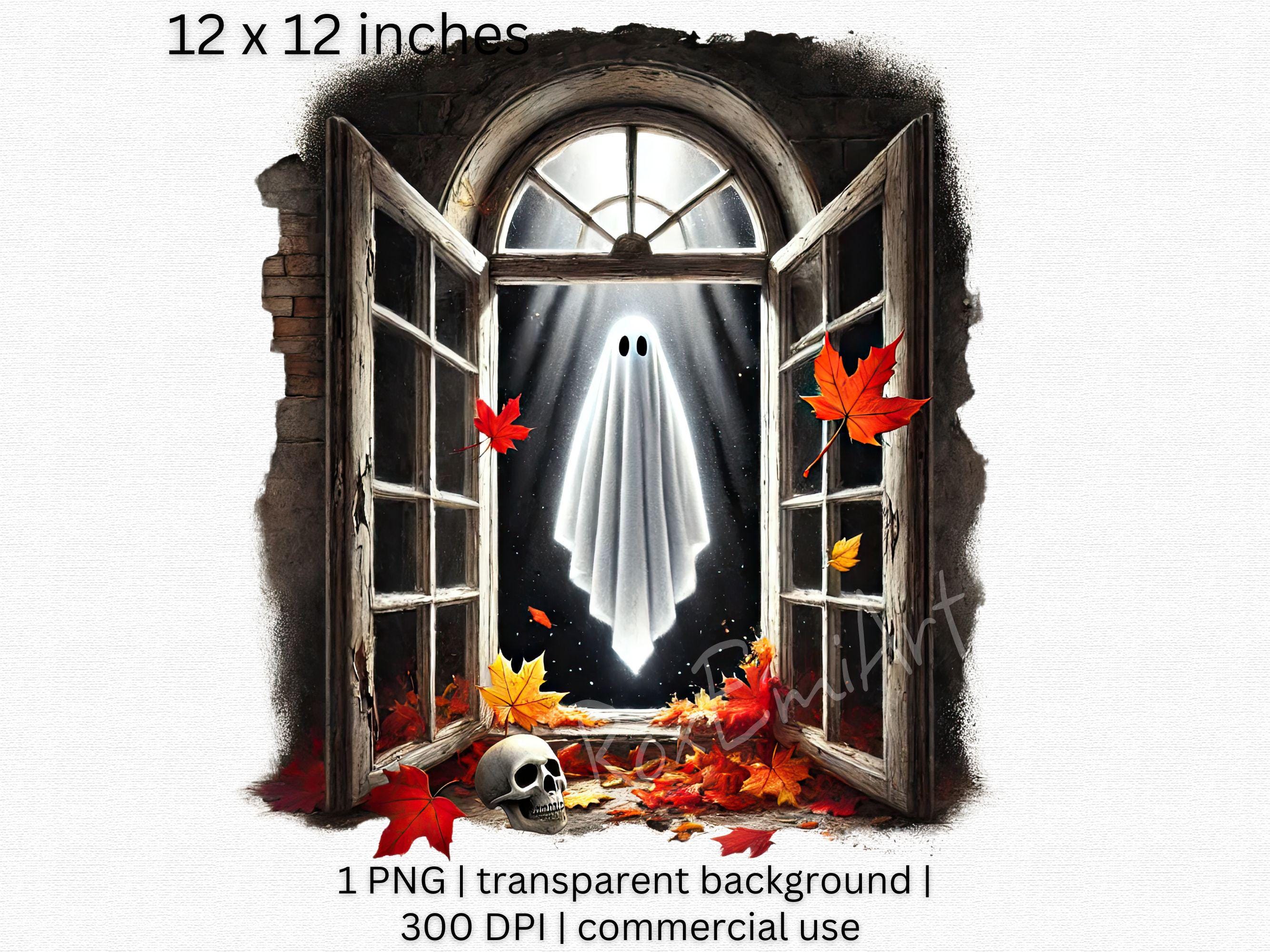 Haunted Window Ghost Clipart, Halloween Clipart, Spooky Autumn PNG ...
