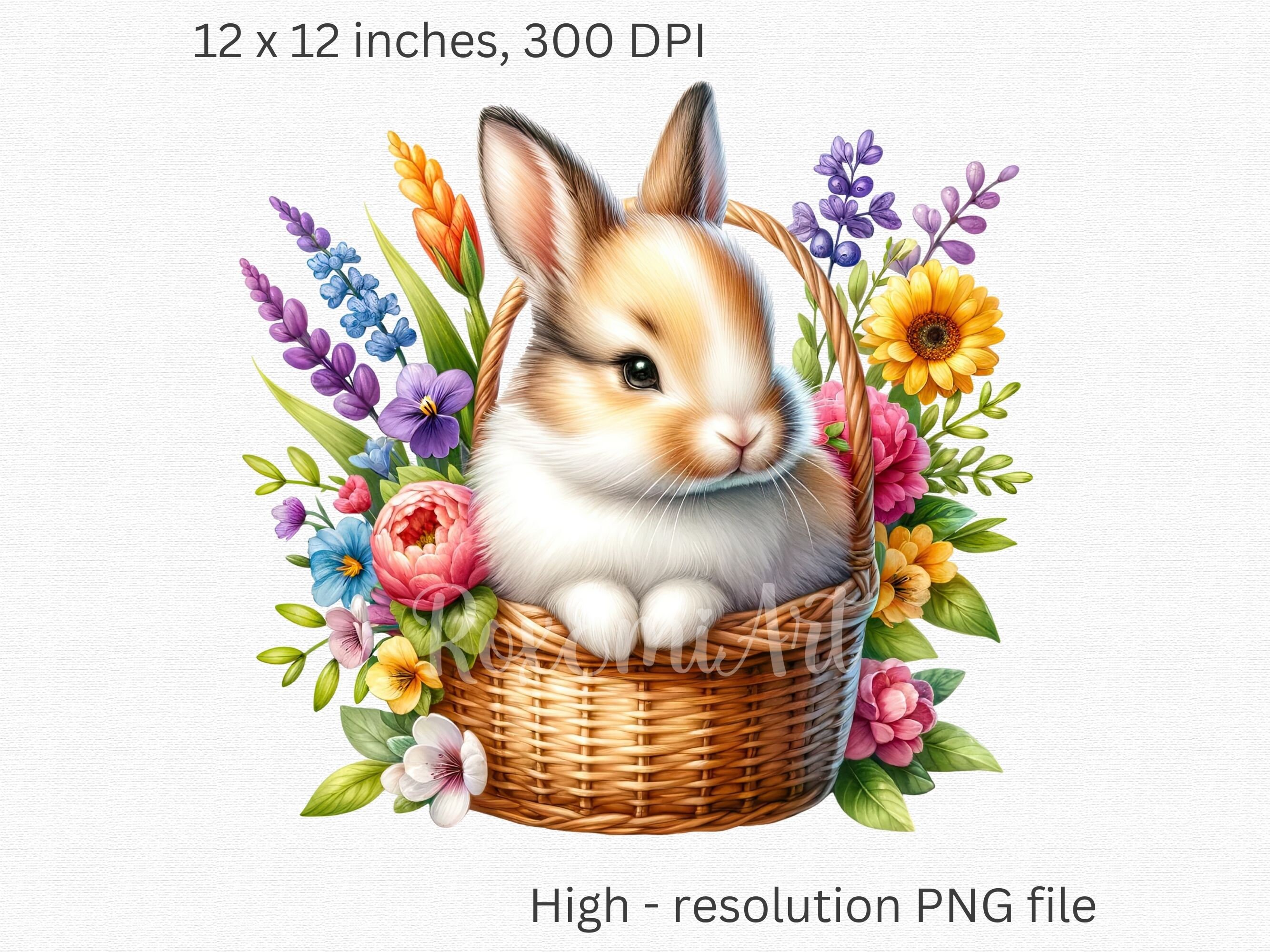 Watercolor Spring Bunny Clipart, Hollow Tree Floral Bunny PNG, Cute ...