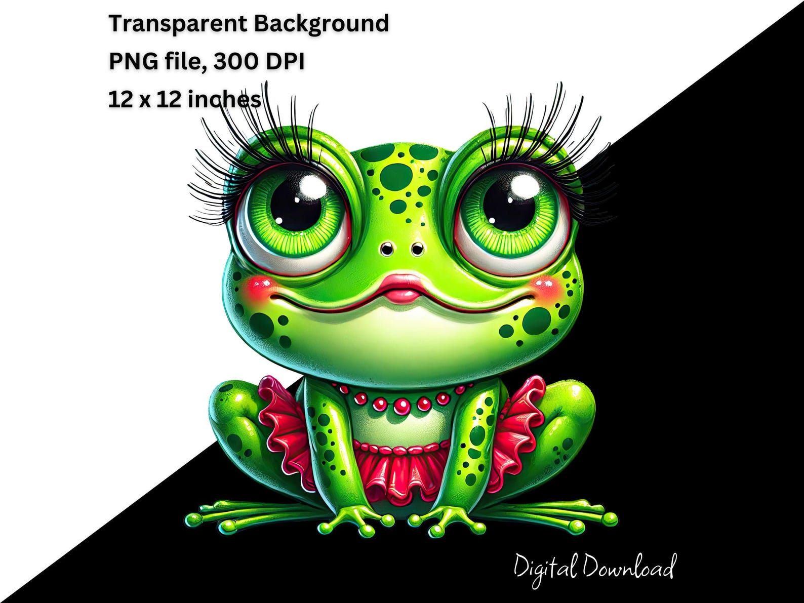 Adorable Green Frog PNG, Whimsical Animal Clipart, Cute Cartoon Frog in ...