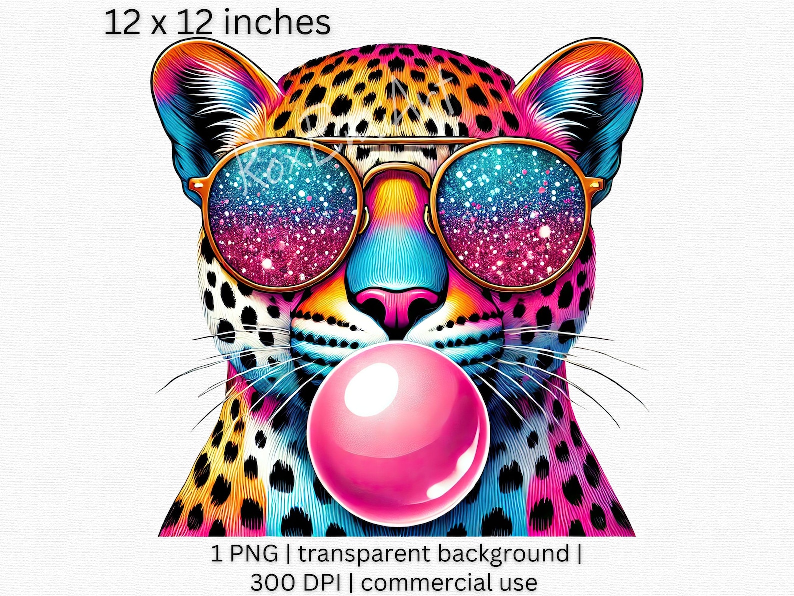 Bubblegum Leopard Clipart, Retro Neon Leopard PNG, Vibrant Pop Art ...