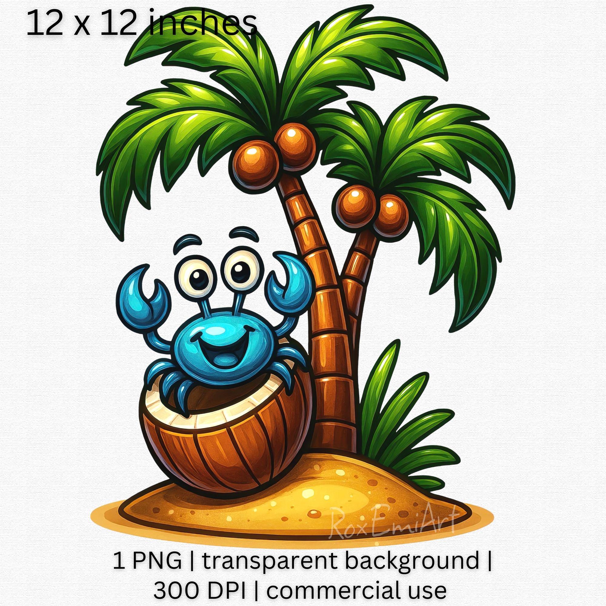 Cute Blue Crab Clipart, Beach Cartoon Coconut Crab Png, Fun Summer ...