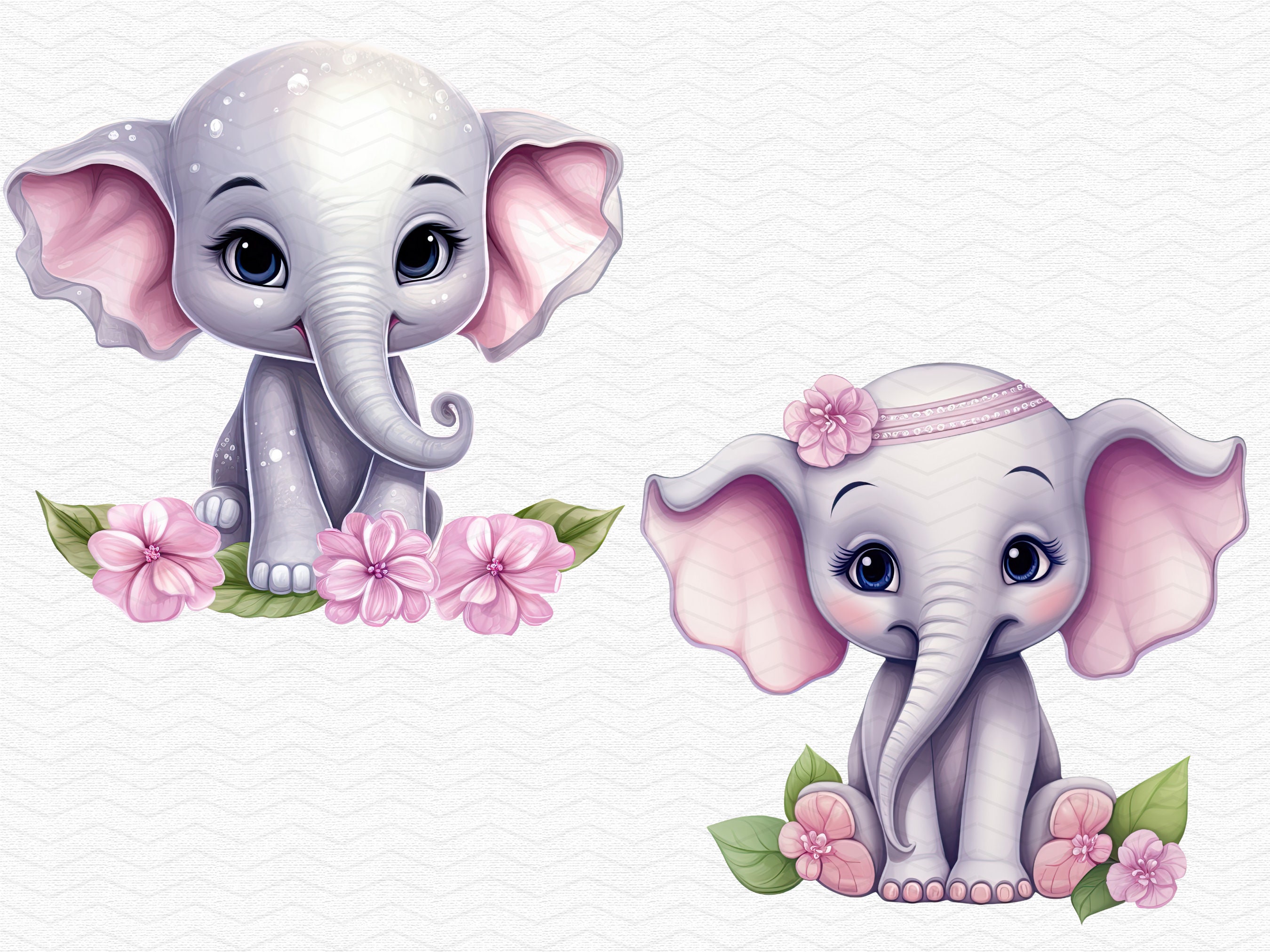 Baby Girl Elephant Watercolor Clipart for Nursery Decor and DIY ...