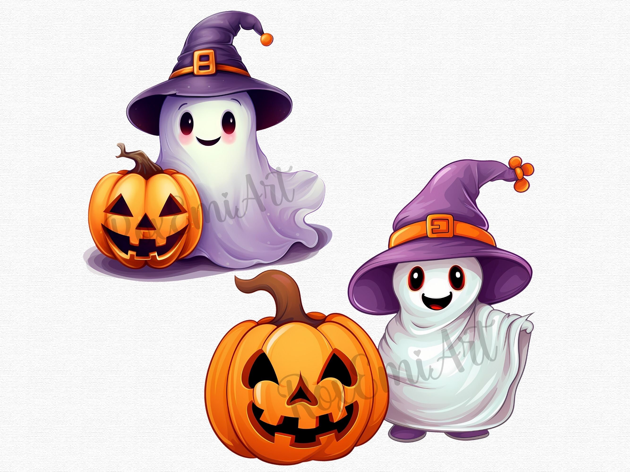 Halloween Cute Ghost Clipart Bundle for Junk Journals, Party ...