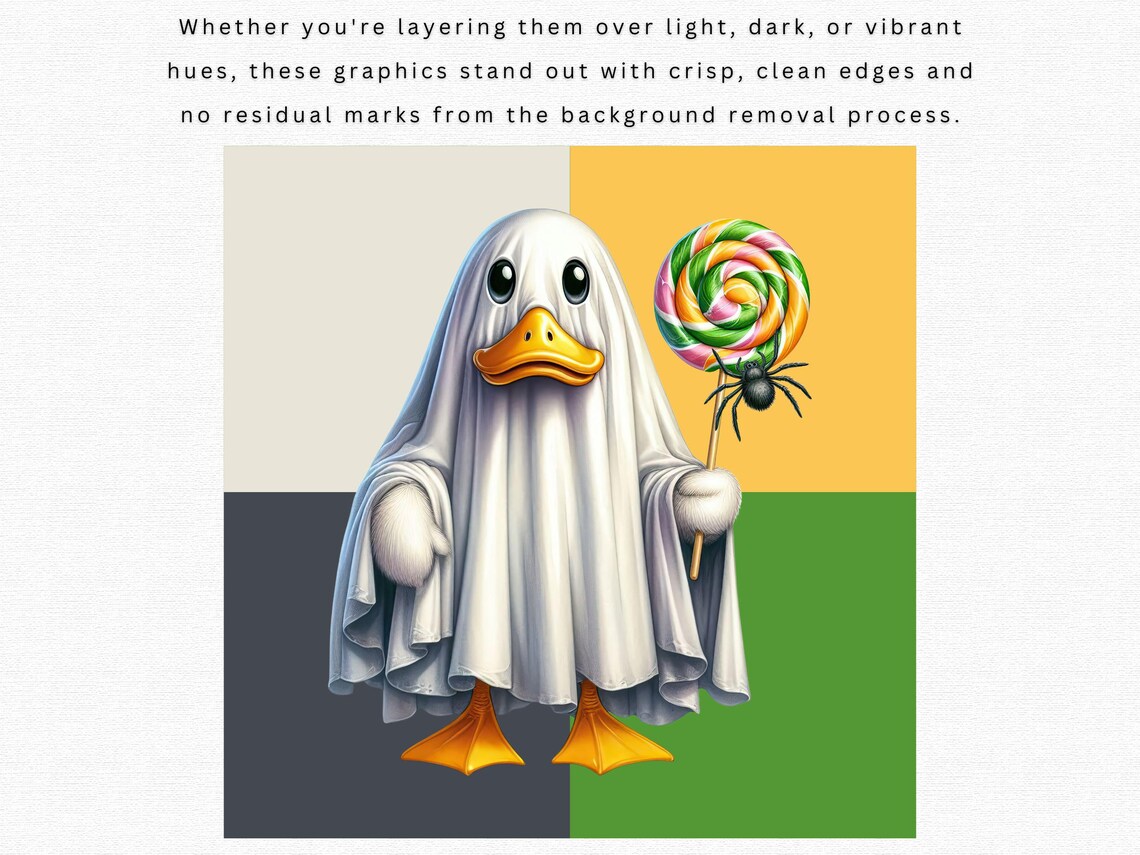 Ghostly Duck Halloween Clipart, Whimsical Halloween Animal Clipart ...