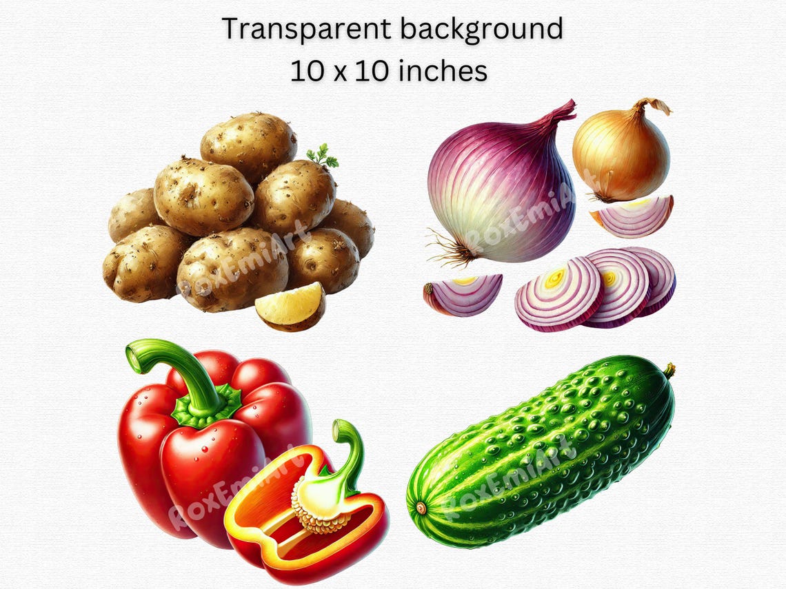Watercolor Vegetable Clipart Bundle, Veggies PNG, Food Clipart, Kitchen ...