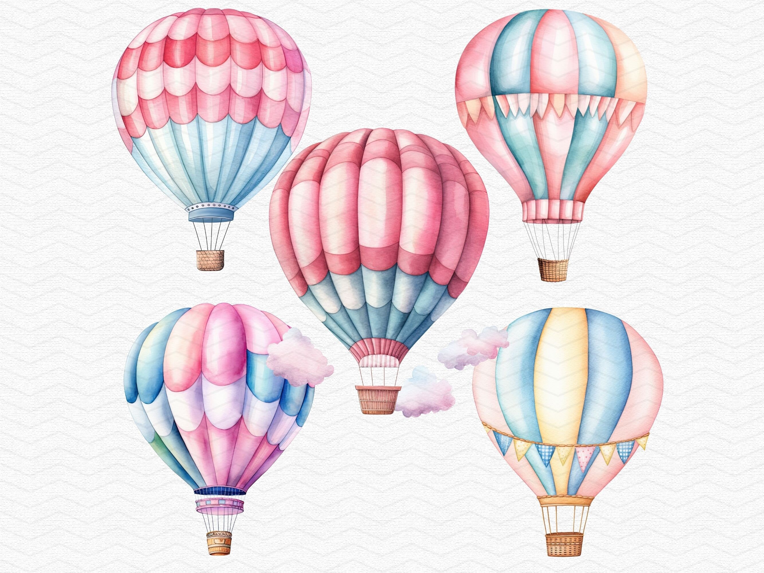 Hot Air Balloon Watercolor Clipart | Digital Download | Free Commercial ...