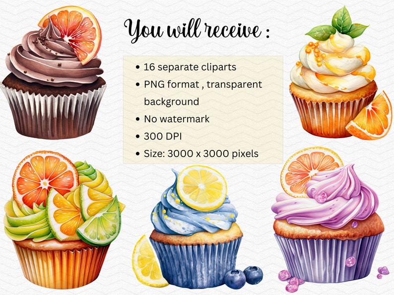 Watercolor Cupcake Clipart Baking Clipart 16 Cupcake Png - Etsy