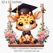 Graduation Giraffe Clipart, Cute Graduate Animal PNG, Nursery Art ...