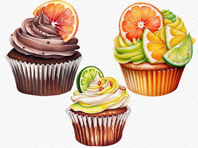 Watercolor Cupcake Clipart Baking Clipart 16 Cupcake Png - Etsy
