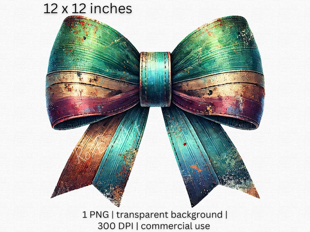 Rustic Vintage Bow Clipart, Distressed Metallic Ribbon Digital Download ...