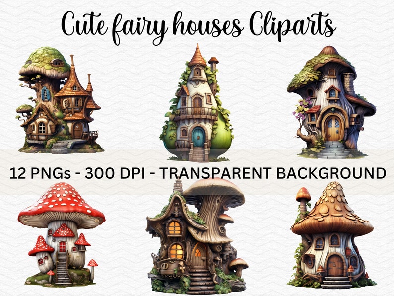Fairy Garden House Clipart | 12 PNG Clipart | Cute Fairy Tale Clipart ...