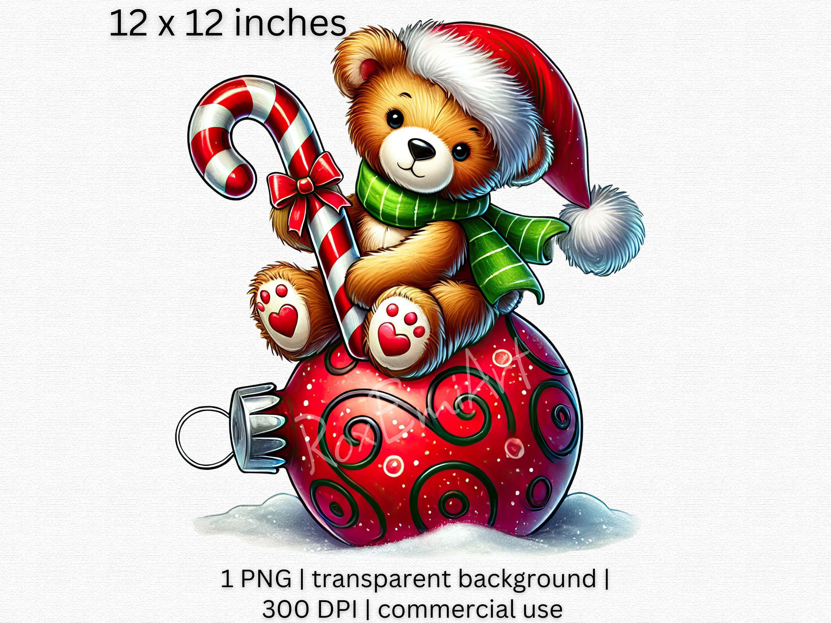 Christmas Teddy Bear Clipart, Cute Holiday Bear PNG, Christmas PNG ...