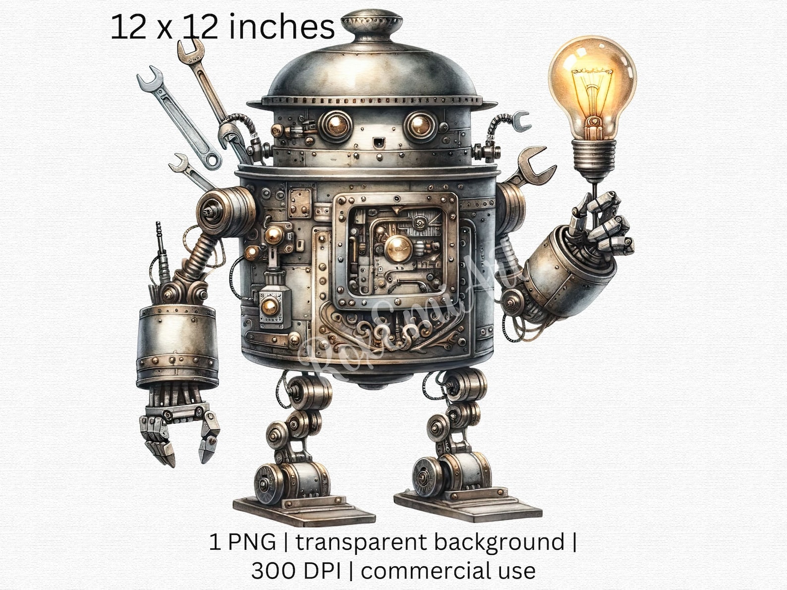 Robot Clipart, Metal Steampunk Clipart Gears Cogs PNG. Perfect for Gen ...