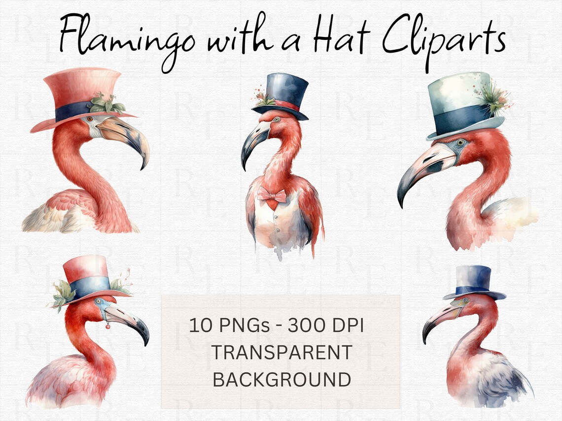 Flamingo With Hat Clipart Tropical PNG, Flamingo Art, Free Commercial ...