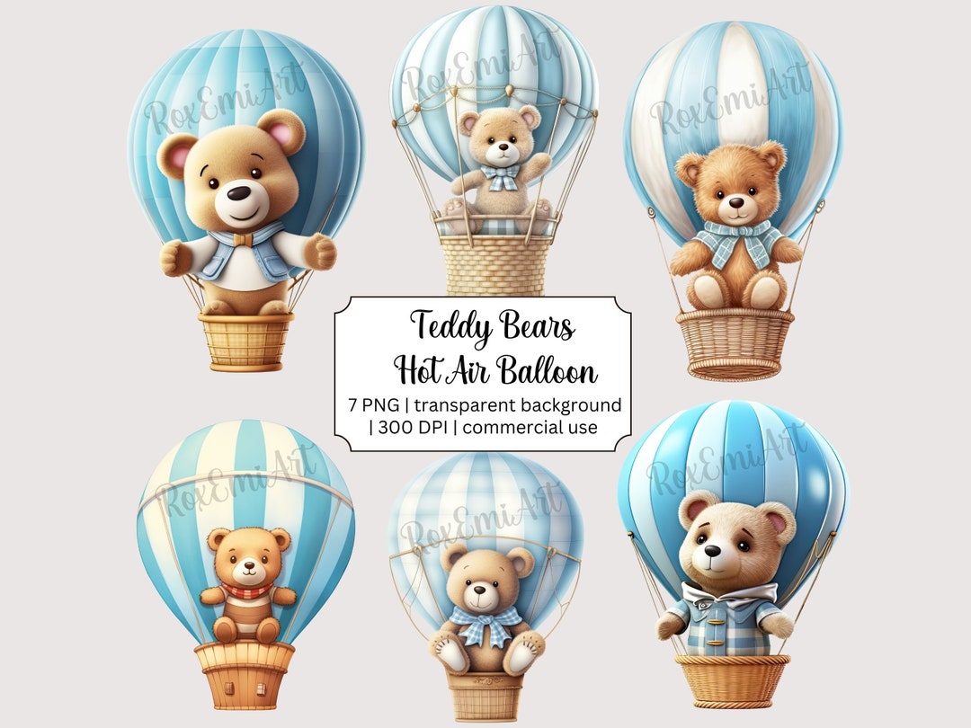Teddy Bear Clipart Hot Air Balloon Clipart Baby Shower - Etsy