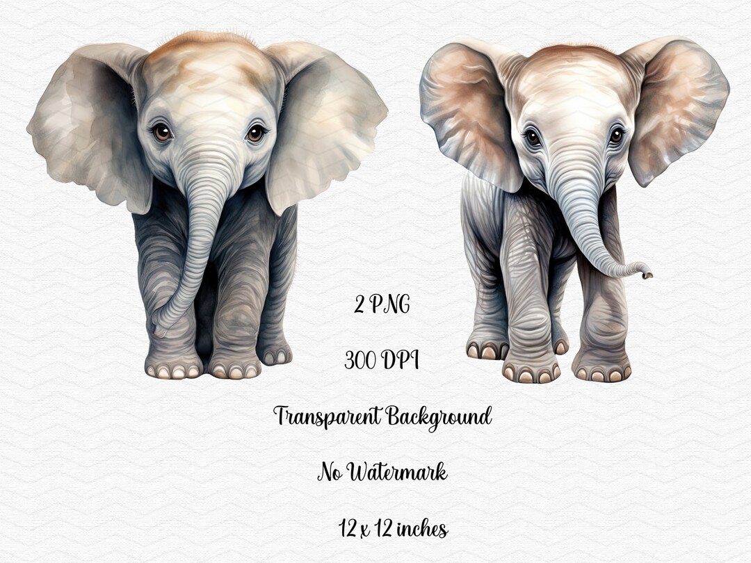 Watercolor Elephant Clipart, Great for Nursery Decor, Invitations ...