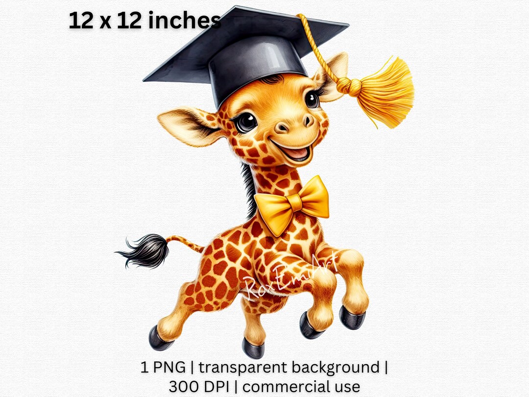 Adorable Scholarly Giraffe Clipart, Cute Animal Graduation PNG ...