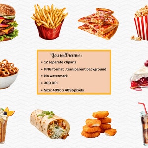 Watercolor Junk Food Clipart Bundle - Burger Clipart, Pizza Clipart and ...