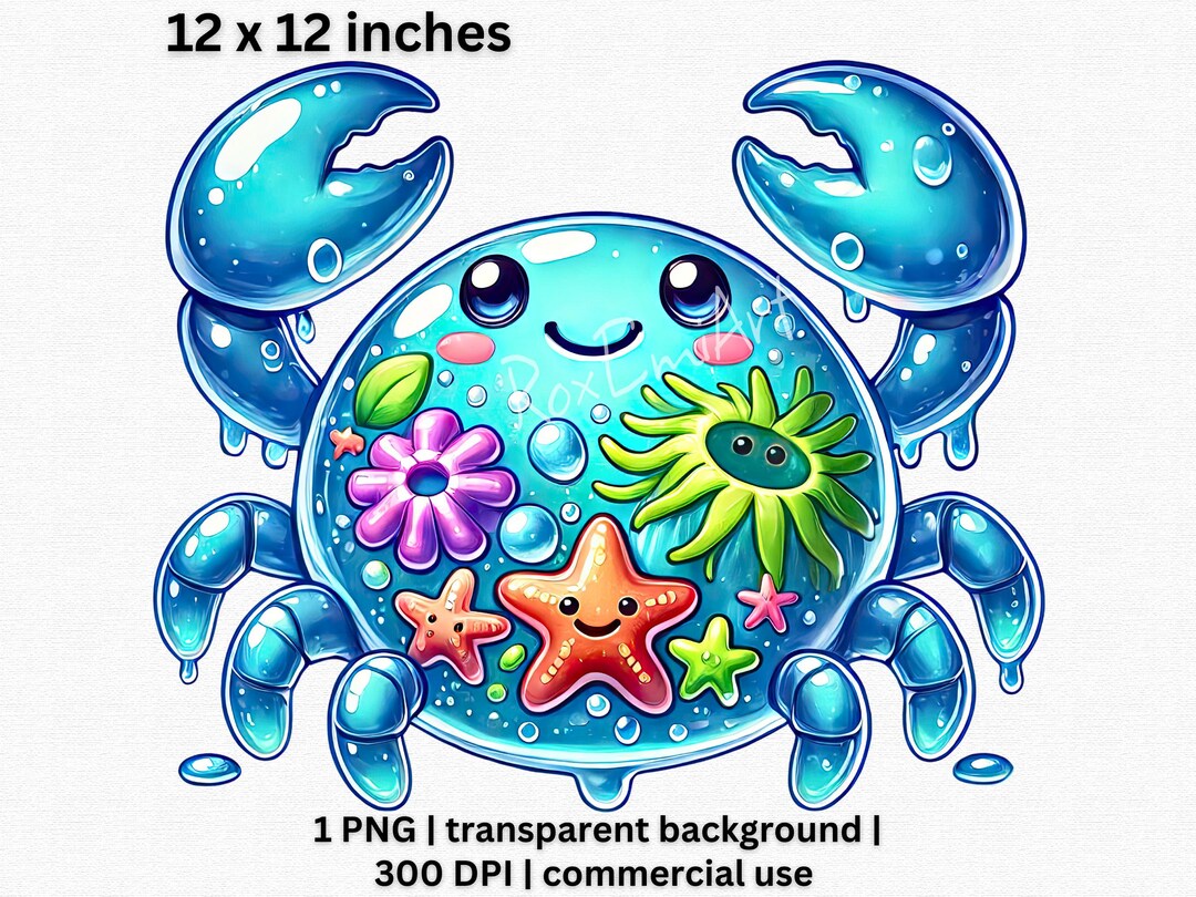 Adorable Blue Crab Clipart, Vibrant Marine Animal PNG, Cute Ocean Life ...