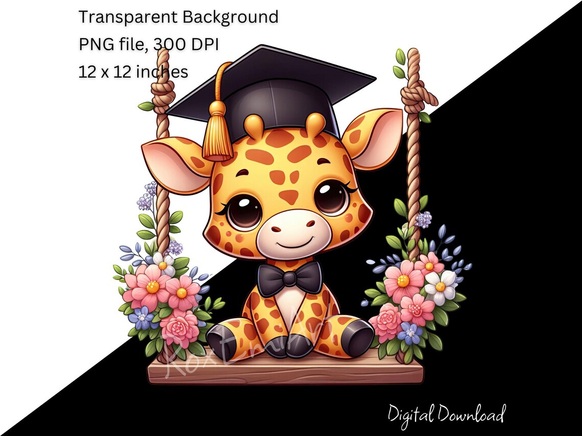 Graduation Giraffe Clipart, Cute Graduate Animal PNG, Nursery Art ...