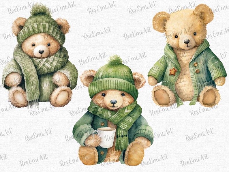 Watercolor Teddy Bear Clipart Nursery Clipart Costume - Etsy