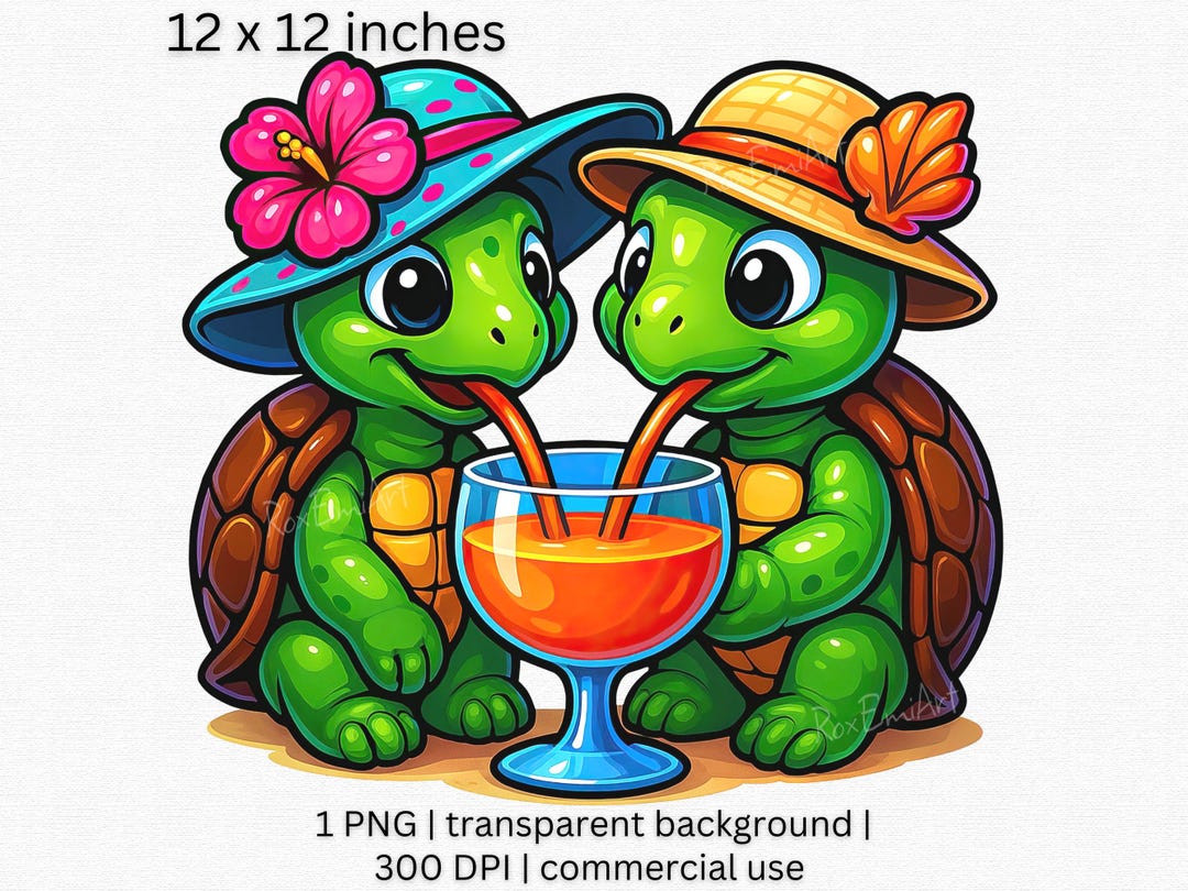 Cute Tropical Turtles Png, Cute Couple Png, Beachy Summer Animal ...