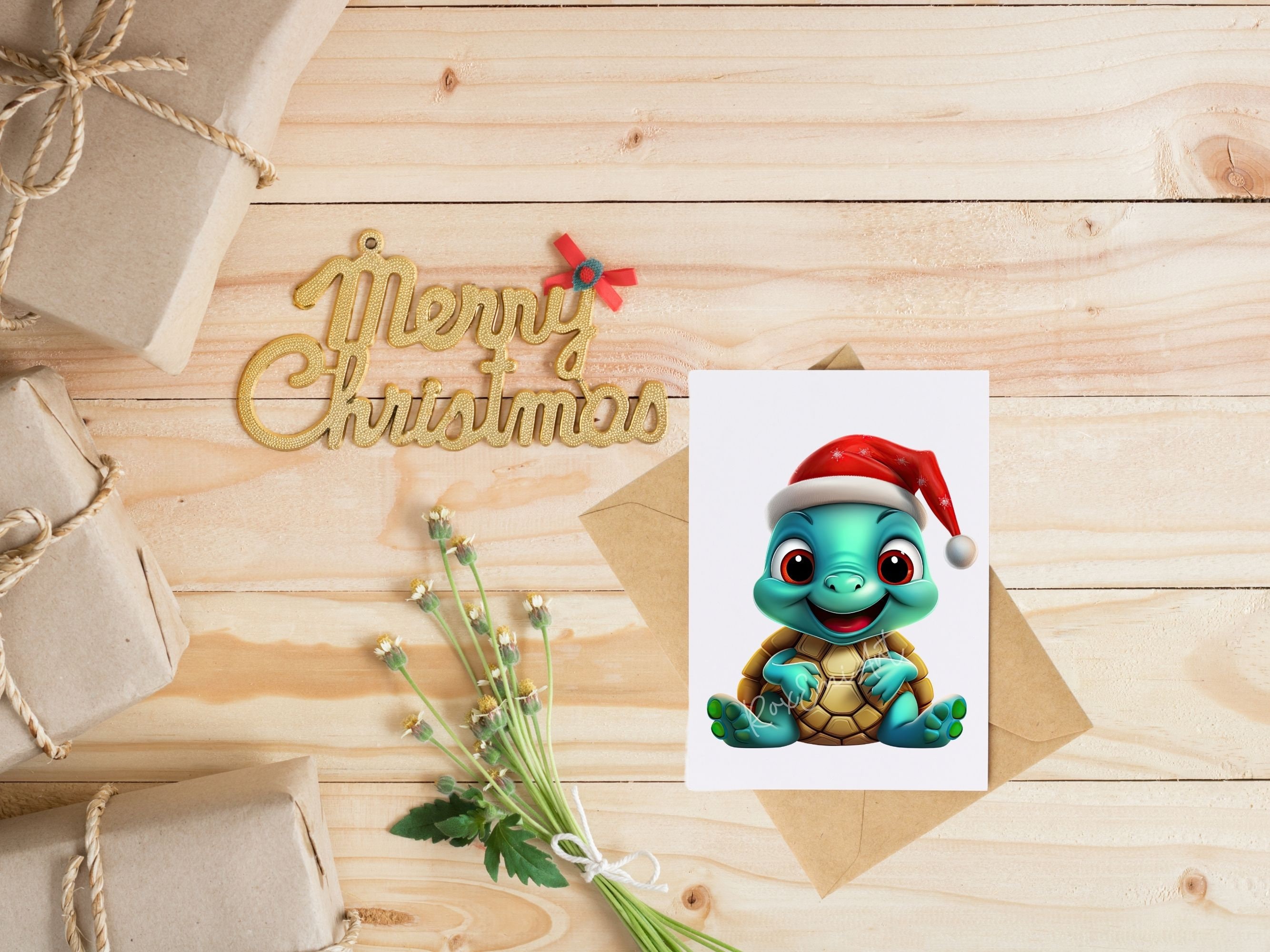 Christmas Sea Turtle PNG, Cute Baby Turtle With Santa Hat, Digital ...