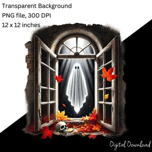 Haunted Window Ghost Clipart, Halloween Clipart, Spooky Autumn PNG ...