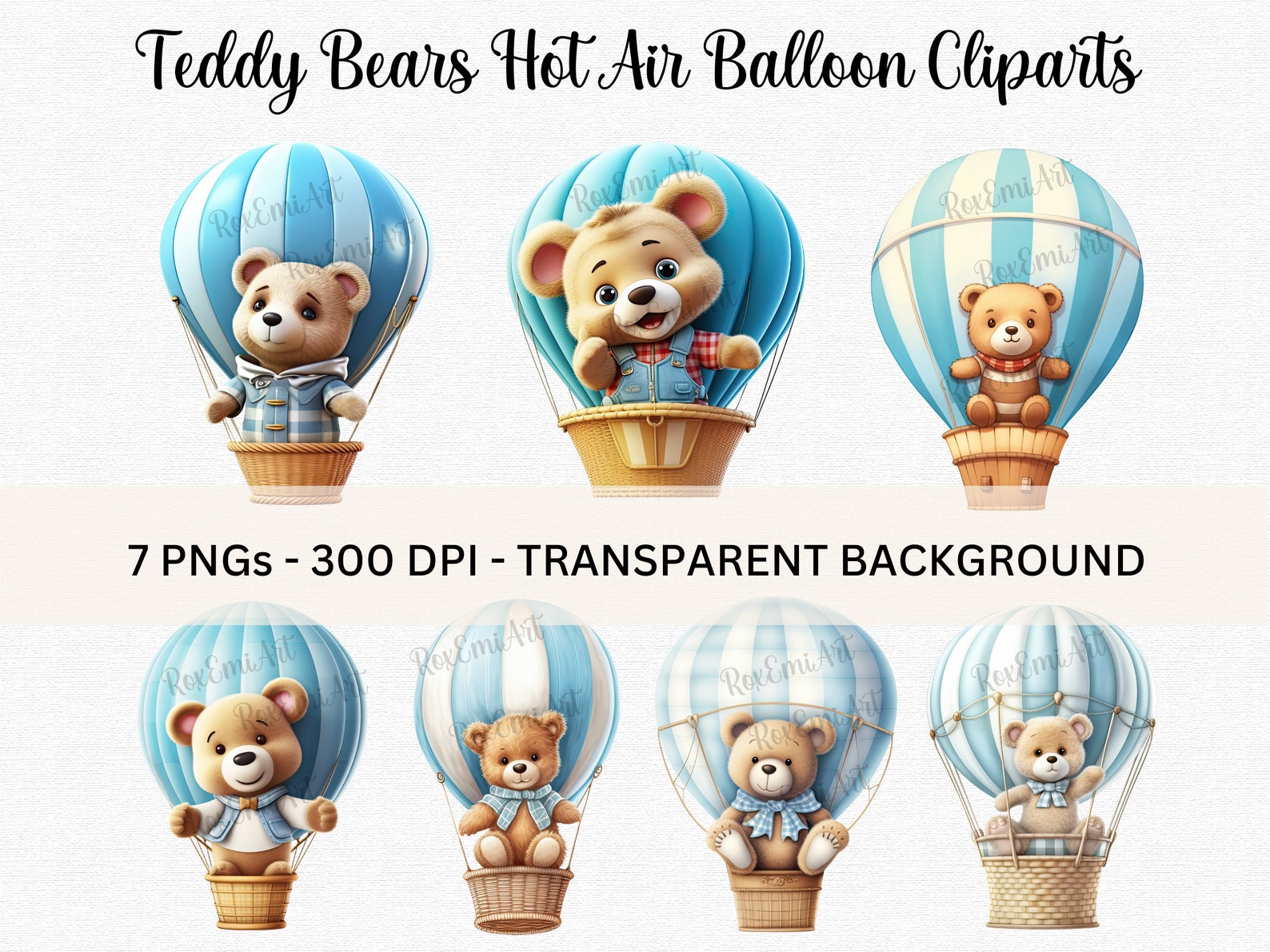 Teddy Bear Clipart Hot Air Balloon Clipart Baby Shower - Etsy
