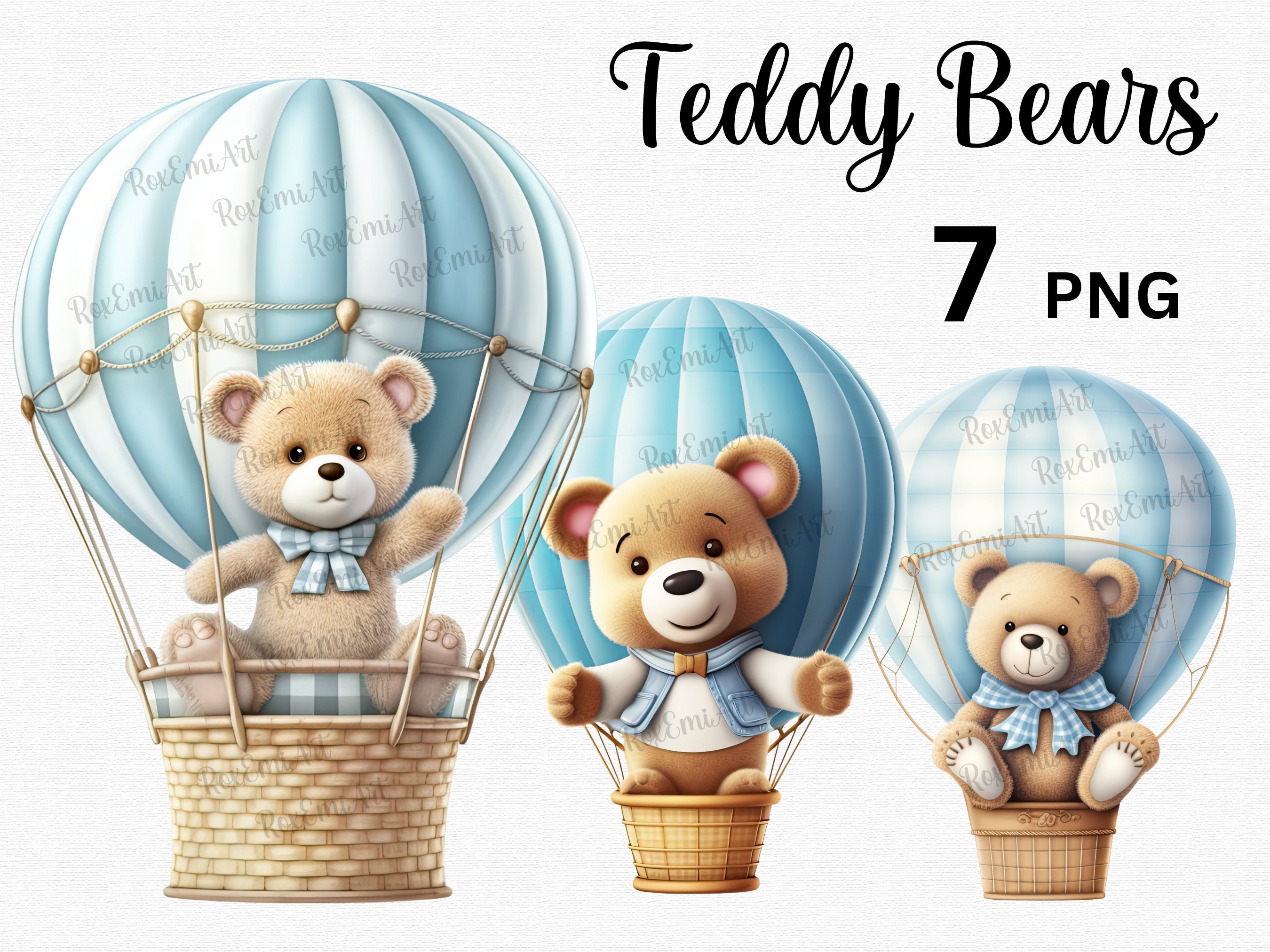 Teddy Bear Clipart Hot Air Balloon Clipart Baby Shower - Etsy